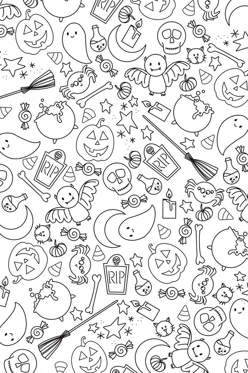 Halloween Big Coloring Page - Etsy
