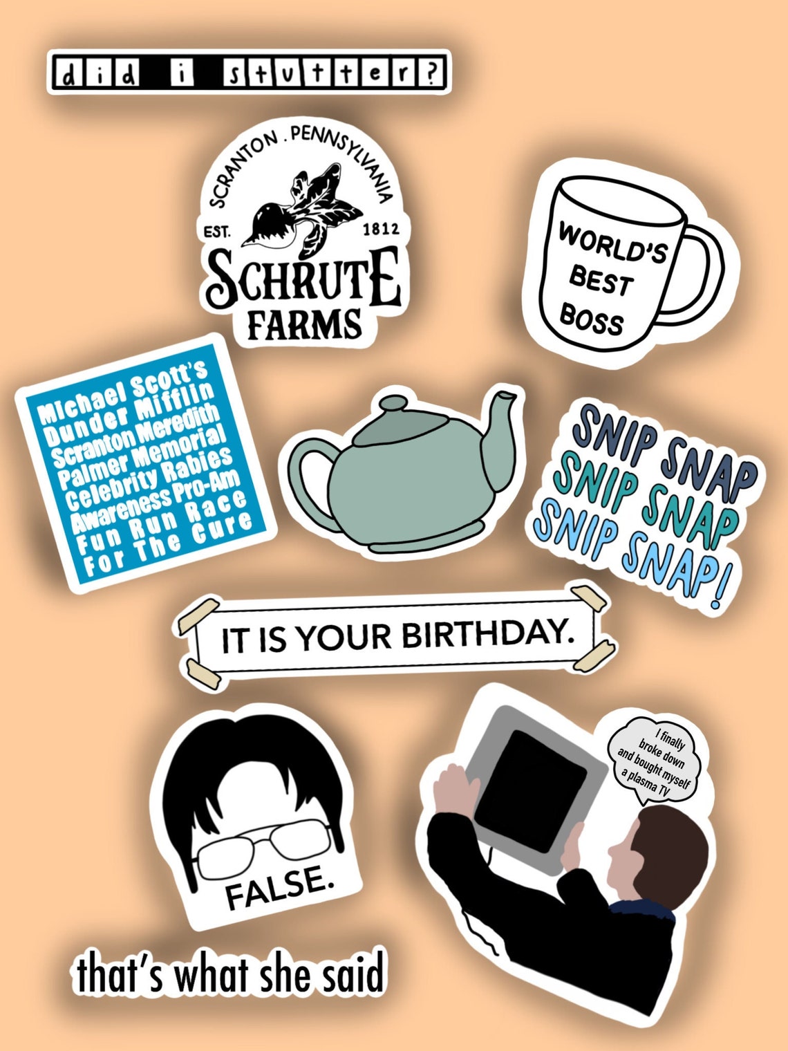 The Office Stickers / Individual Stickers or Full Set - Etsy
