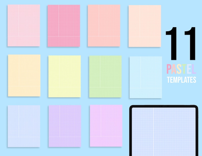 30 Colorful Cornell Notes Paper Templates Grid & Lined | Etsy