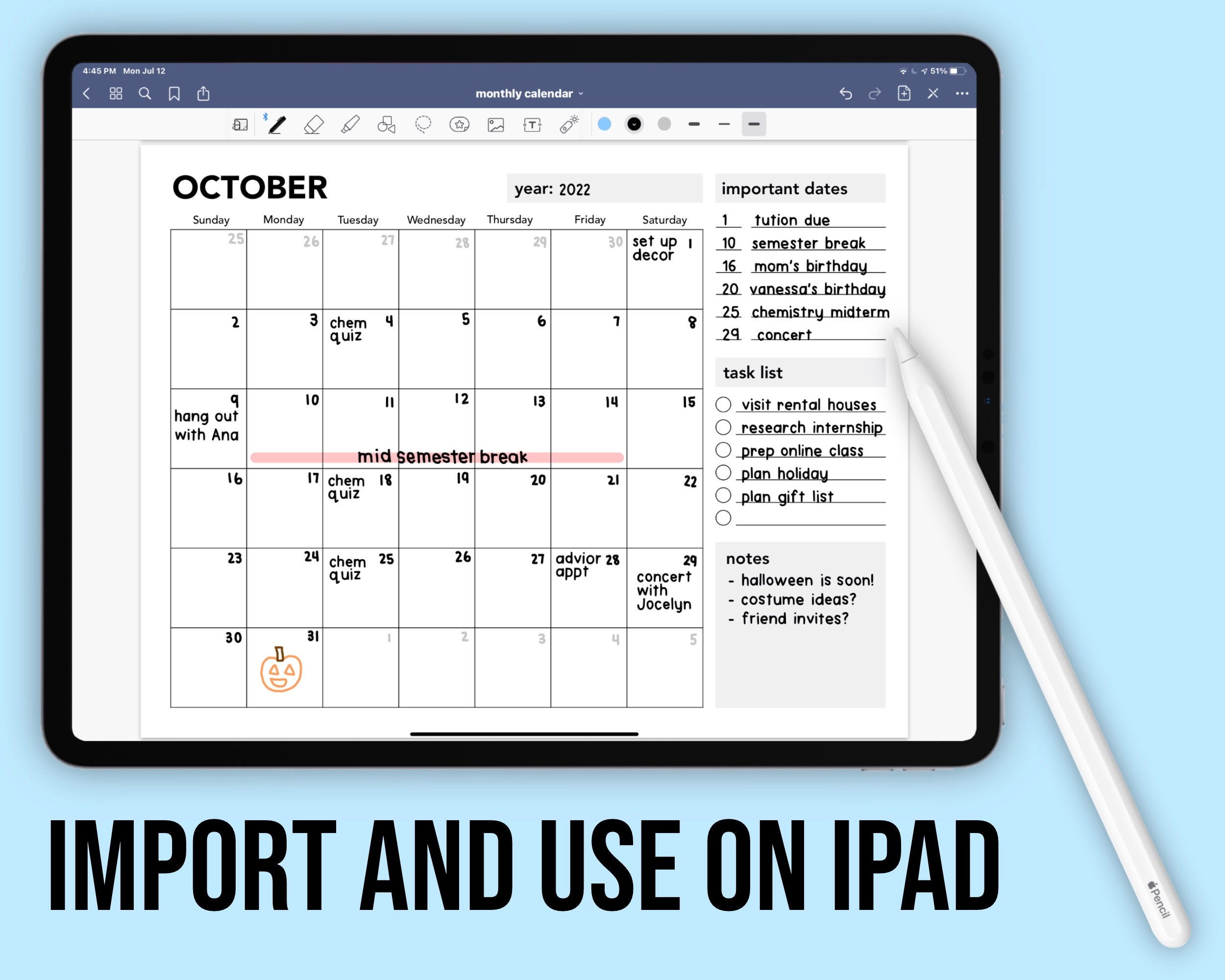 Undated Monthly Calendar Planner | January to December With Sunday ...