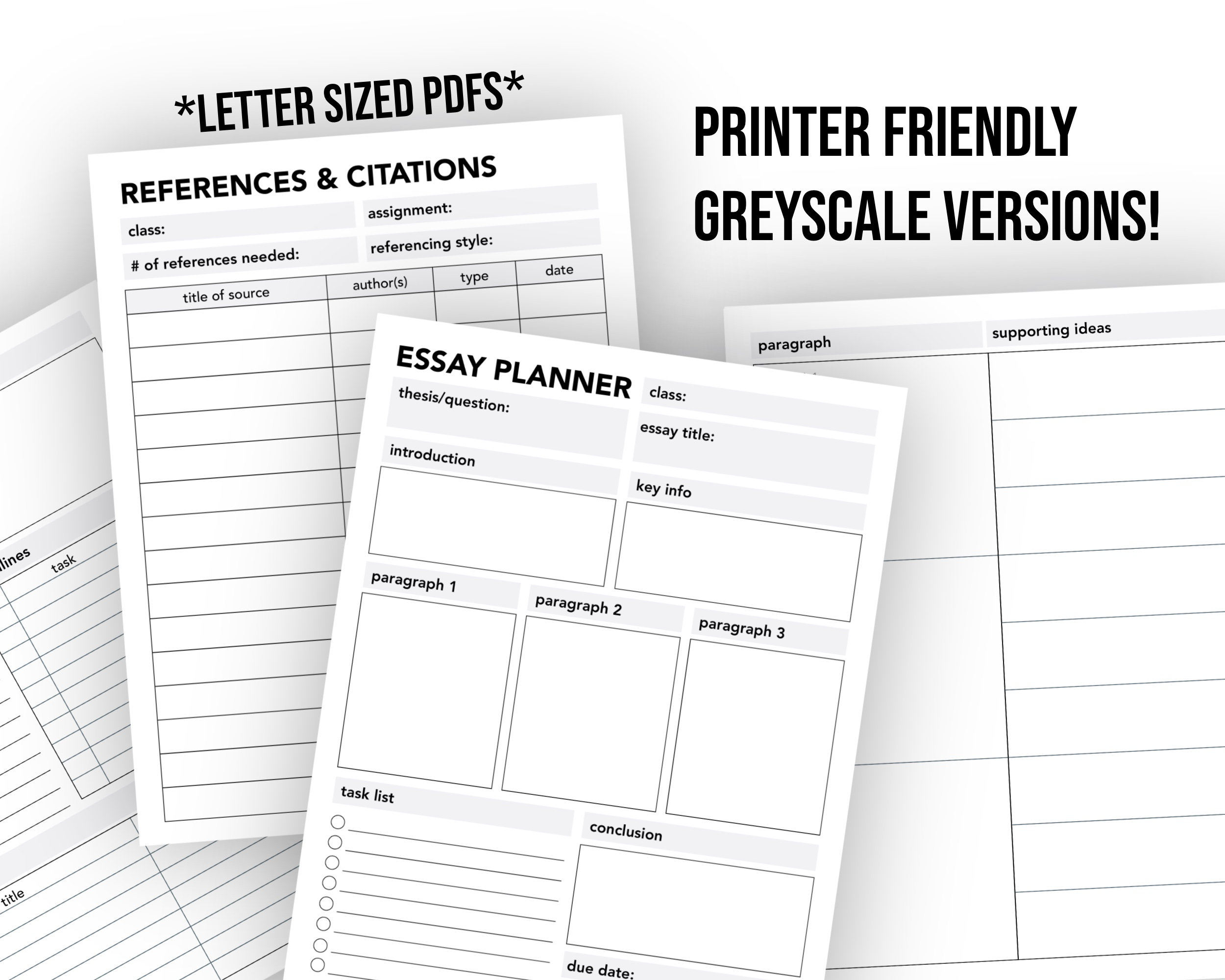 Essay Planner Template Printable for Students | Essay Writing Revision ...