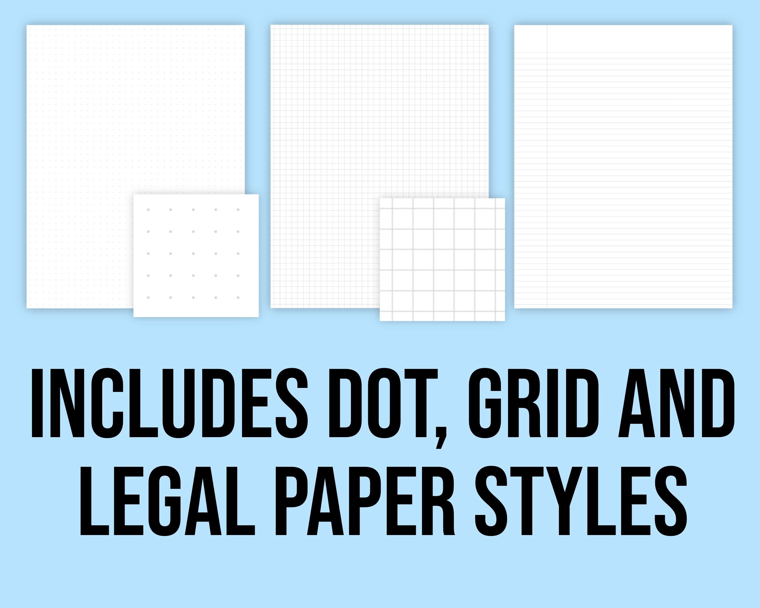 Basic Paper Templates | Grid, Line, Dot, Cornell, Legal, Hexgon - Etsy