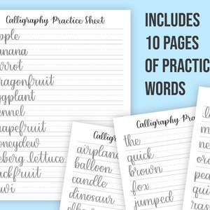 Basics of Calligraphy Practice Sheet Templates | Calligraphy Printable ...
