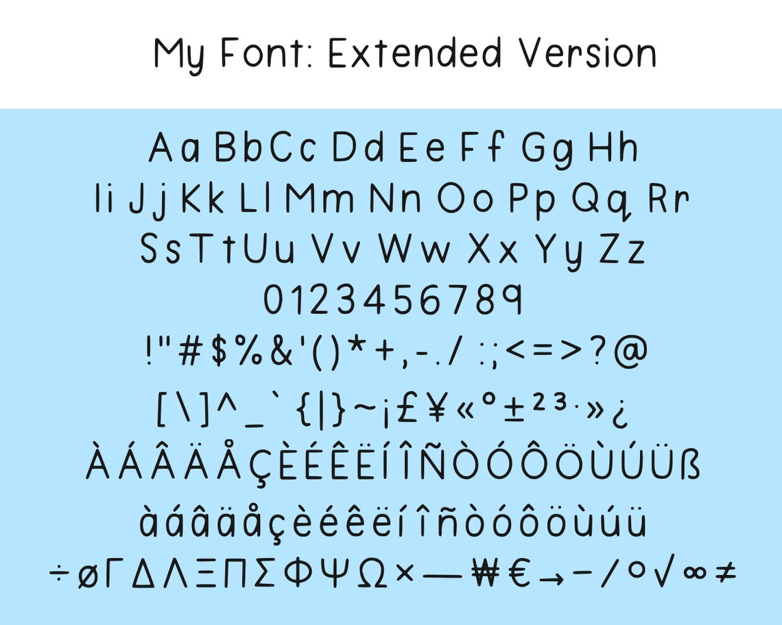 My Handwriting Font: Extended Version - Etsy Canada