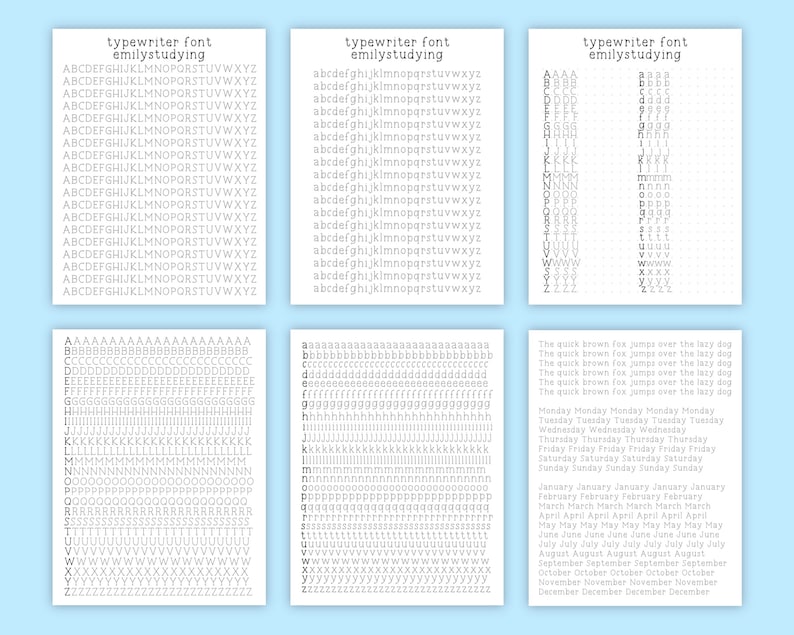 Typewriter Serif Style Handwriting Practice Sheets | Etsy