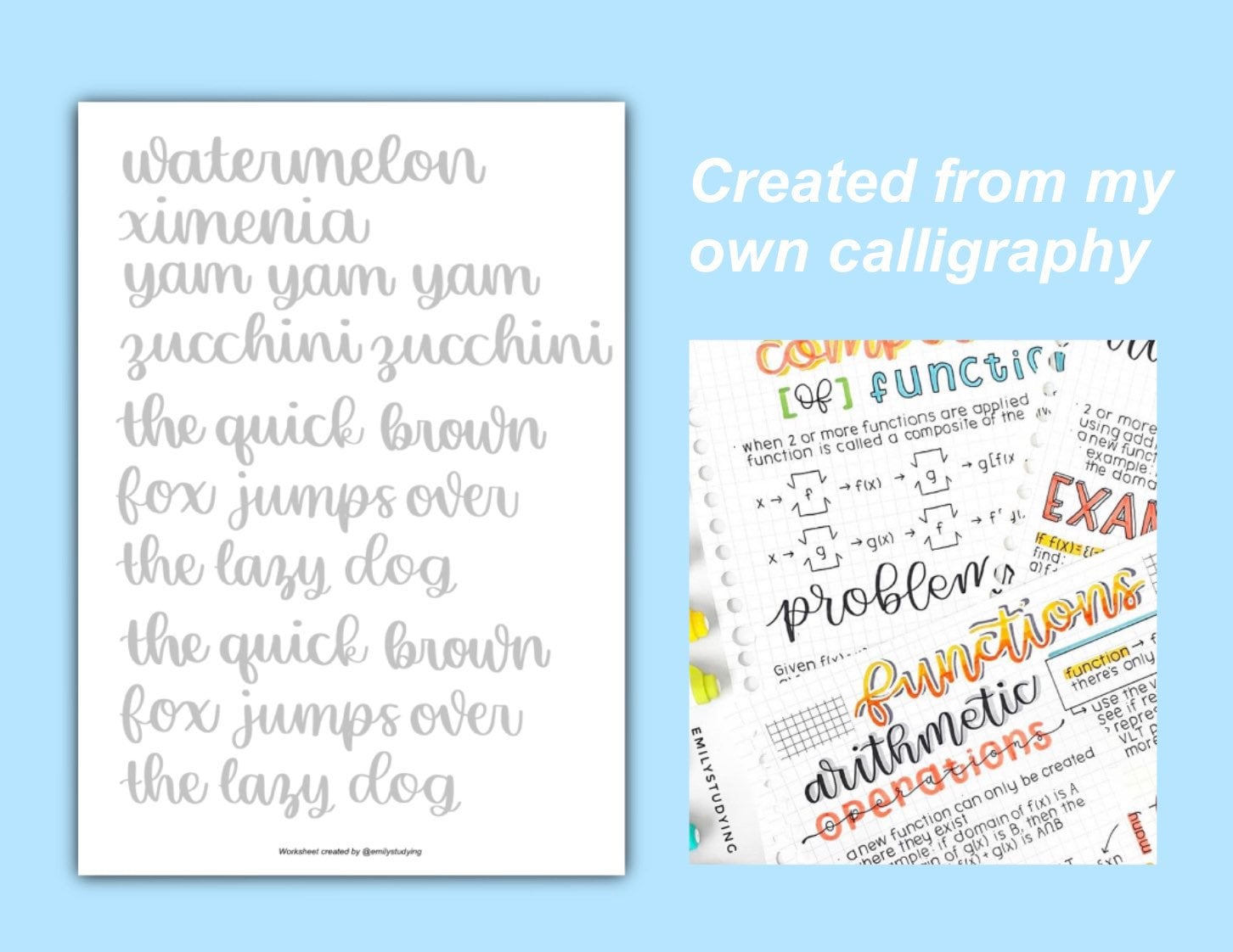 Calligraphy / Handlettering Practice Sheets Alphabet & Words - Etsy Canada