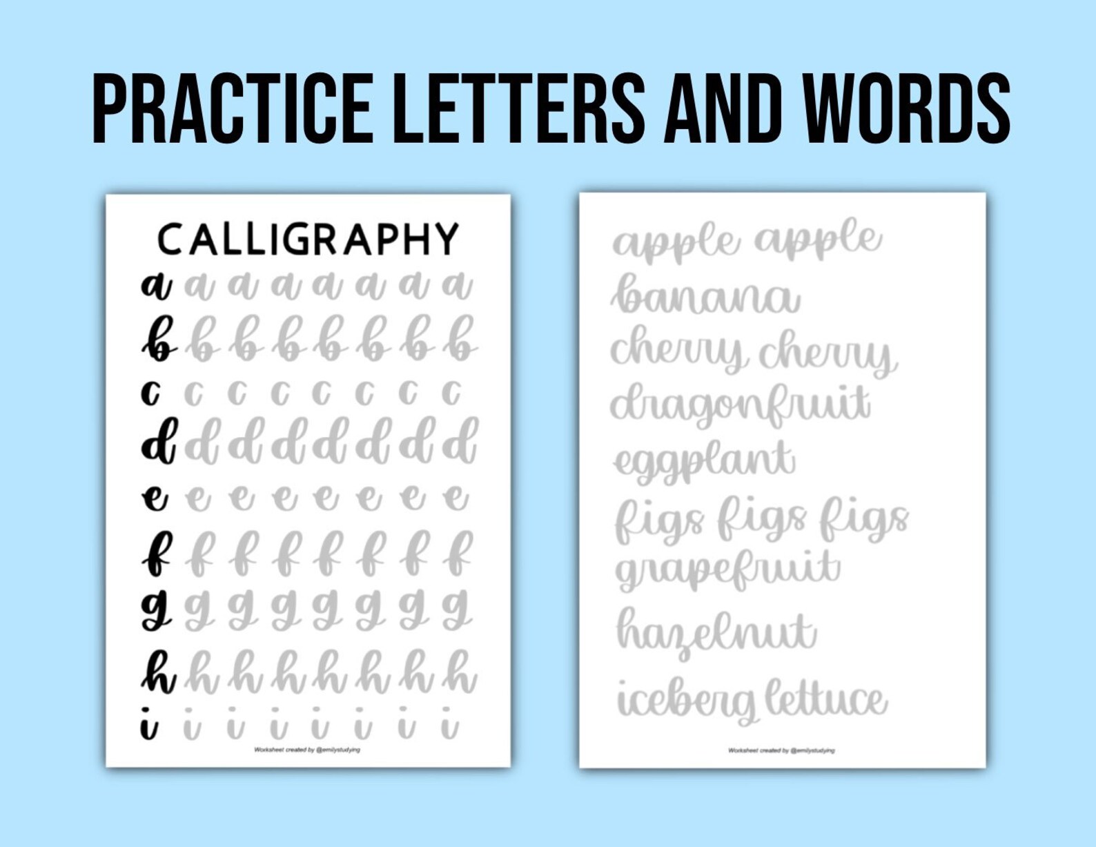 Calligraphy / Handlettering Practice Sheets Alphabet & Words - Etsy Canada