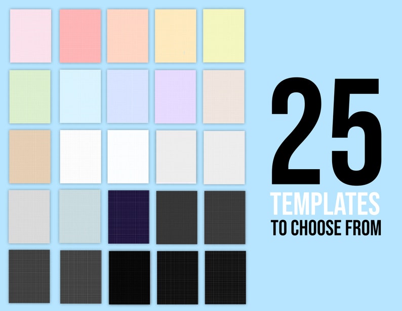 25 Colorful Graph Paper Templates Digital Writing - Etsy Canada