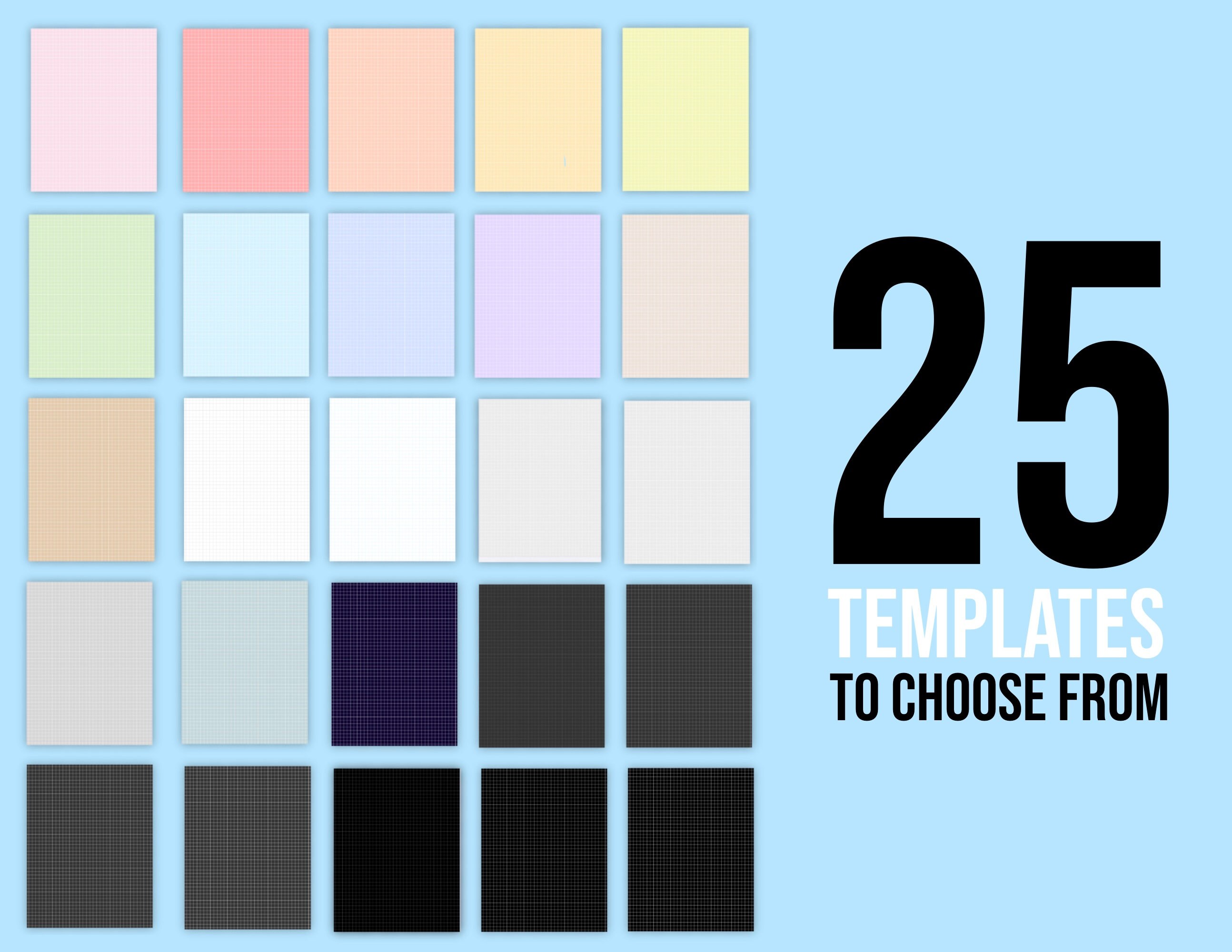 25 Colorful Graph Paper Templates Digital Writing | Etsy