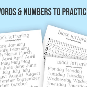 Block Lettering Handwriting Practice Sheets - Etsy