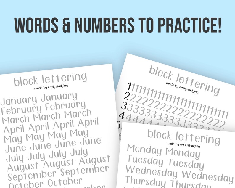 Block Lettering Handwriting Practice Sheets - Etsy