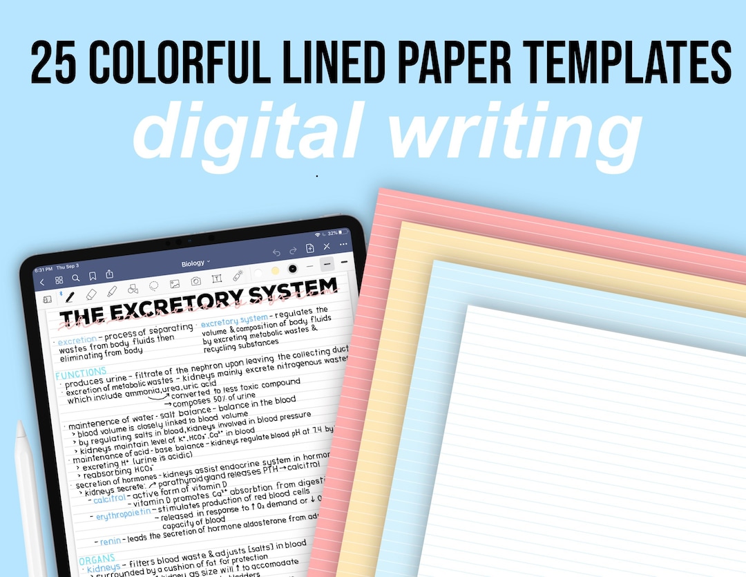 25 Colorful Lined Paper Templates | Digital Writing - Etsy
