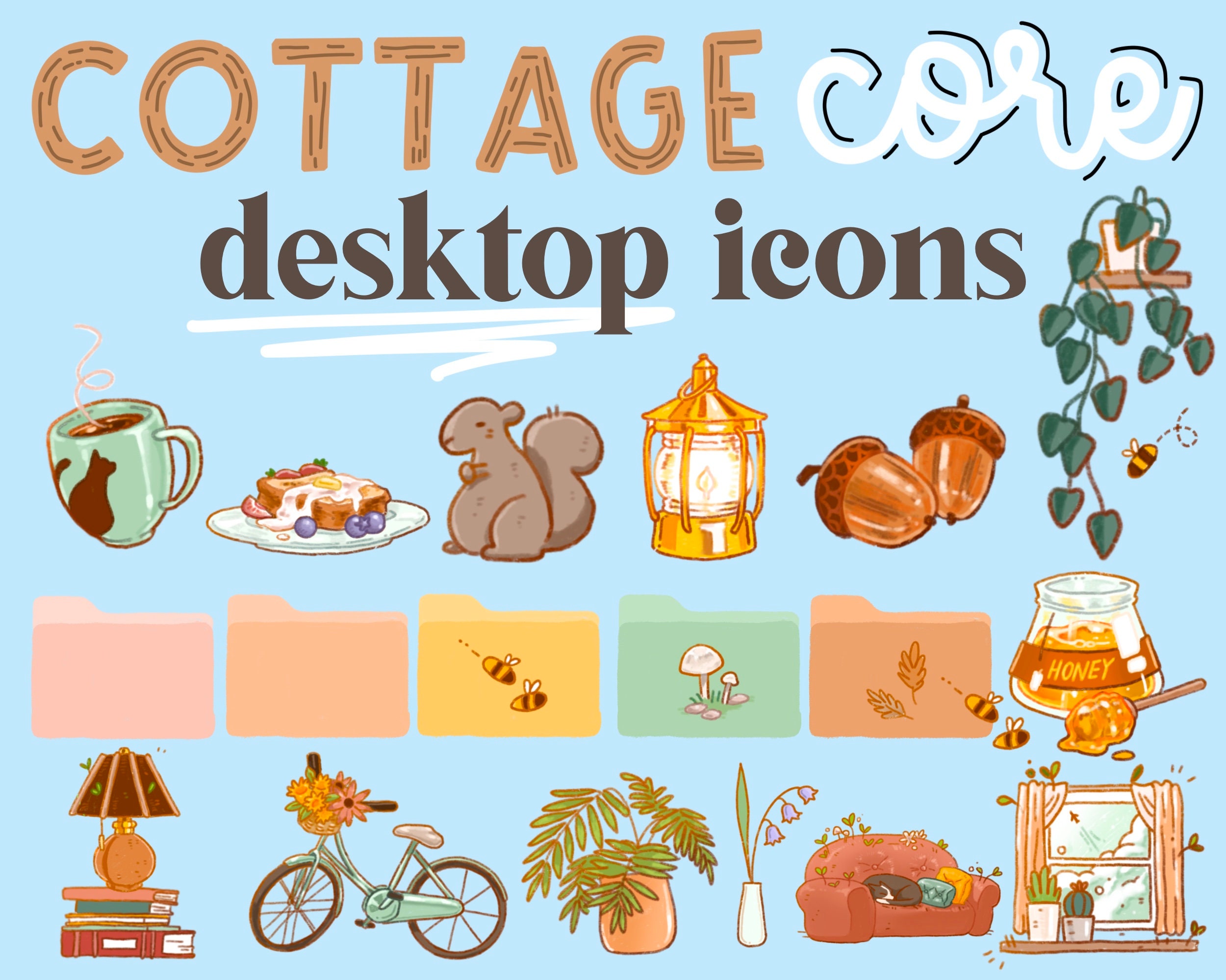 Cottage-core Folder Desktop Icons Macbook & Windows Files | Etsy