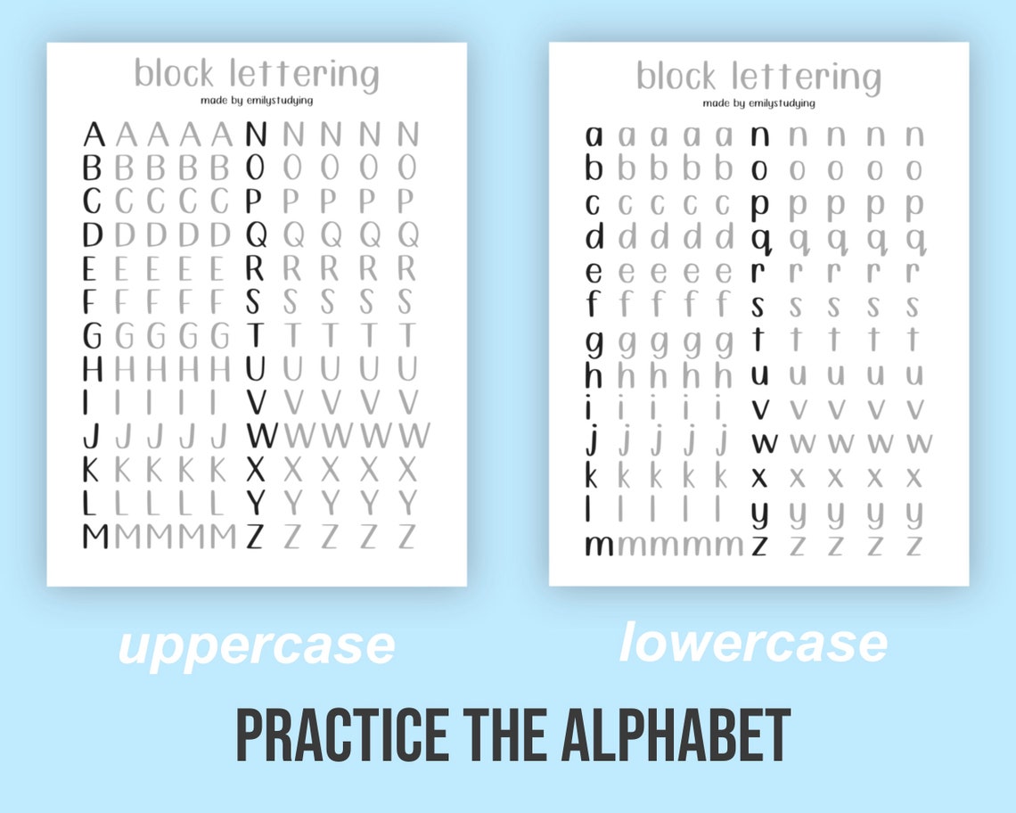 Block Lettering Handwriting Practice Sheets - Etsy Canada