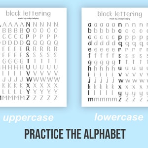 Block Lettering Handwriting Practice Sheets - Etsy