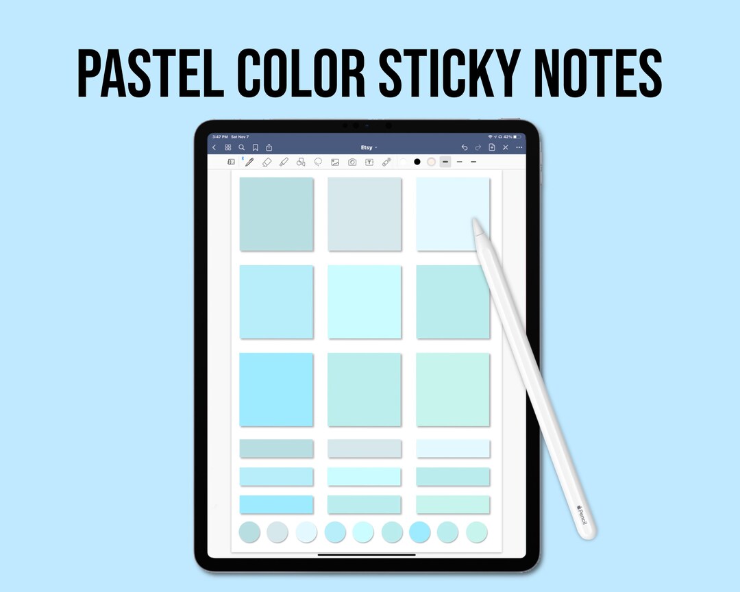 Pastel Turquoise Colors Sticky Notes | Digital Download - Etsy