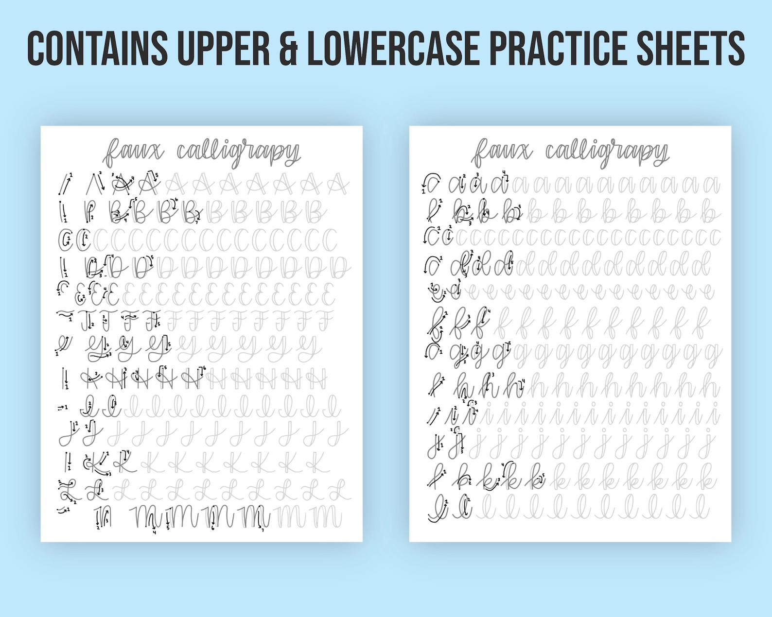 Faux Calligraphy Practice Sheets | Handlettering iPad & Printable ...