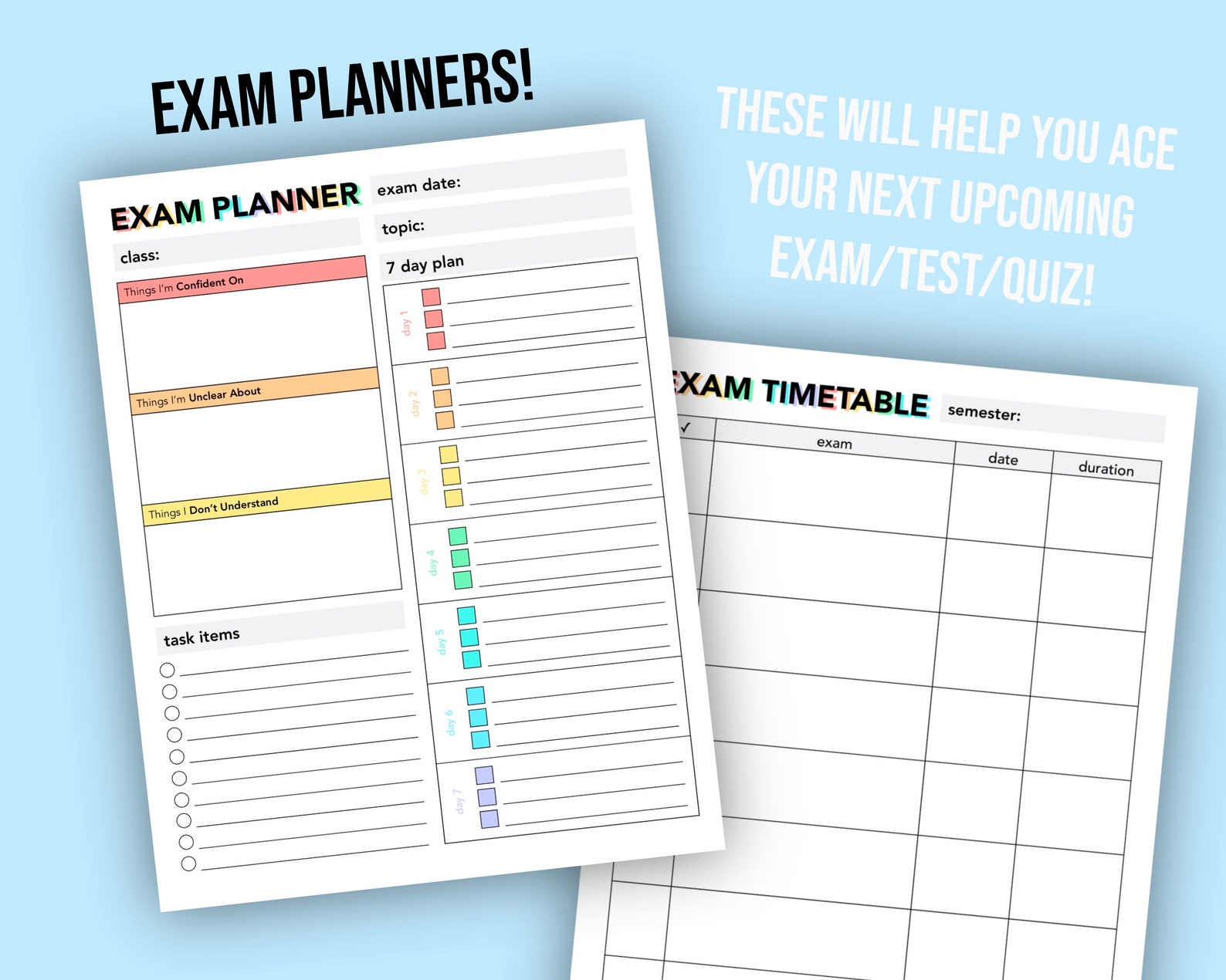 Exam Prep Planners Exam Study Kit Organization Template - Etsy