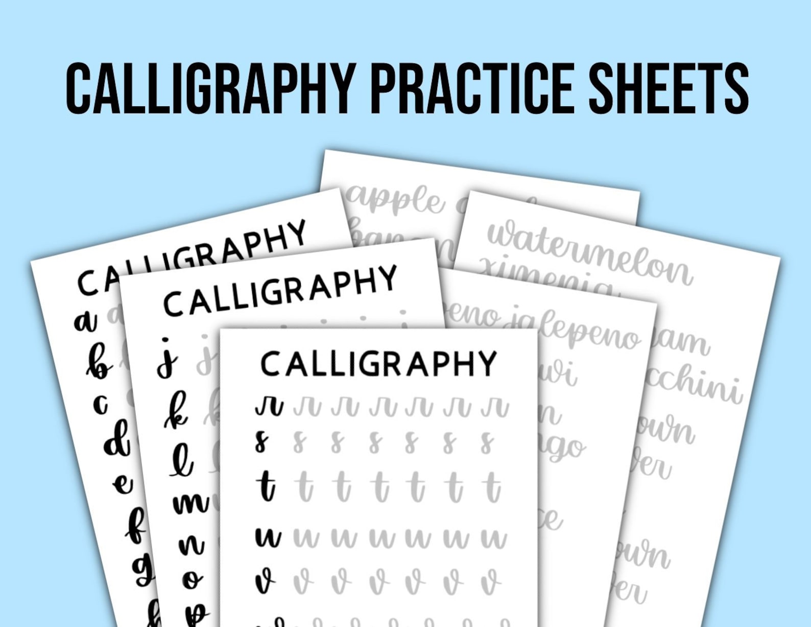 Calligraphy / Handlettering Practice Sheets Alphabet & Words - Etsy Canada