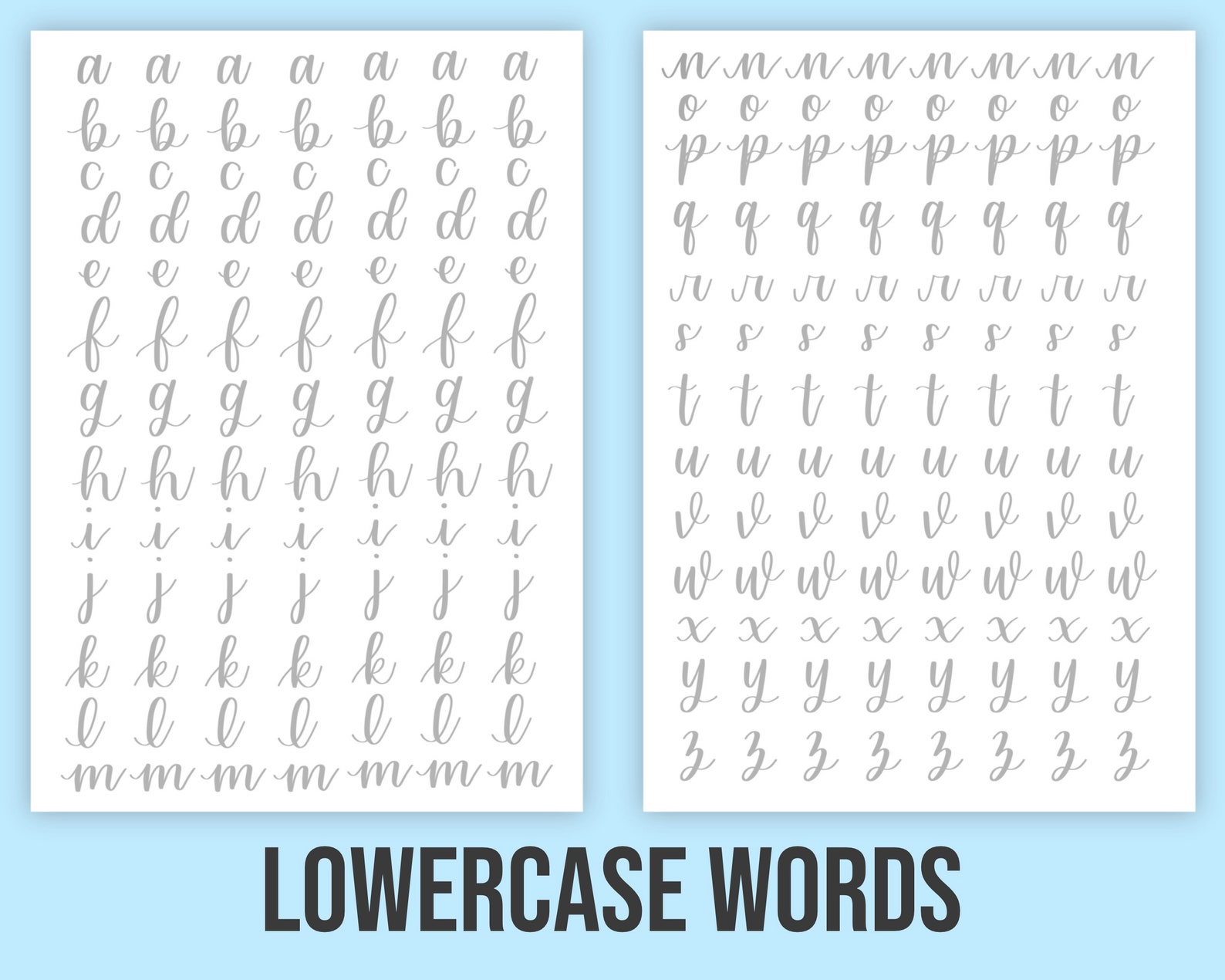 Modern Calligraphy Practice Sheet Template Printable & | Etsy