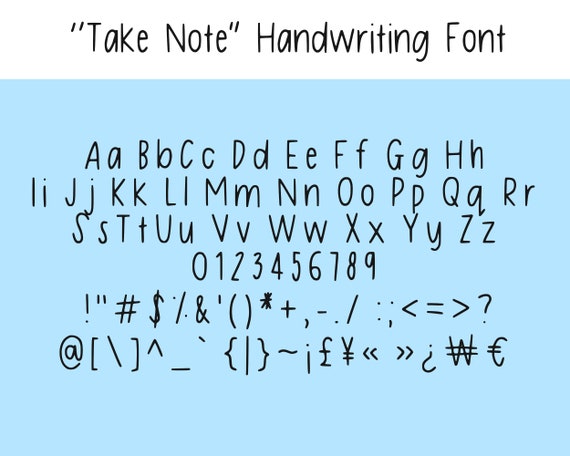 Take Note Handwritten Digital Font | Etsy