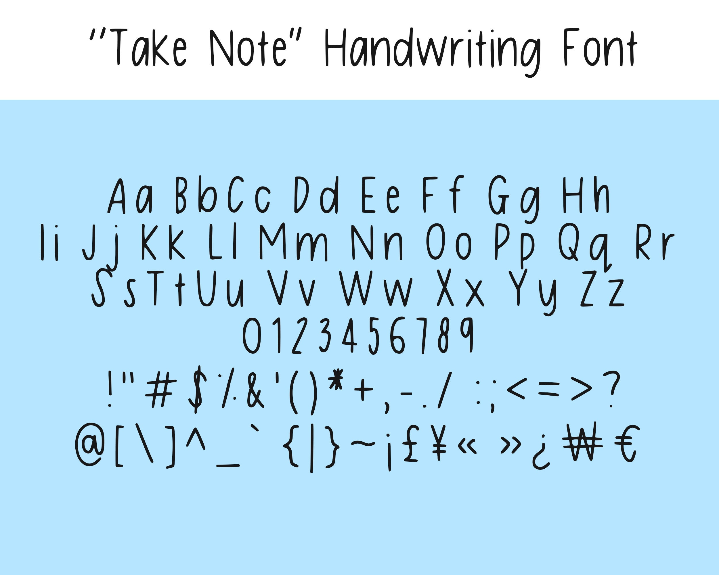Take Note Handwritten Digital Font | Etsy