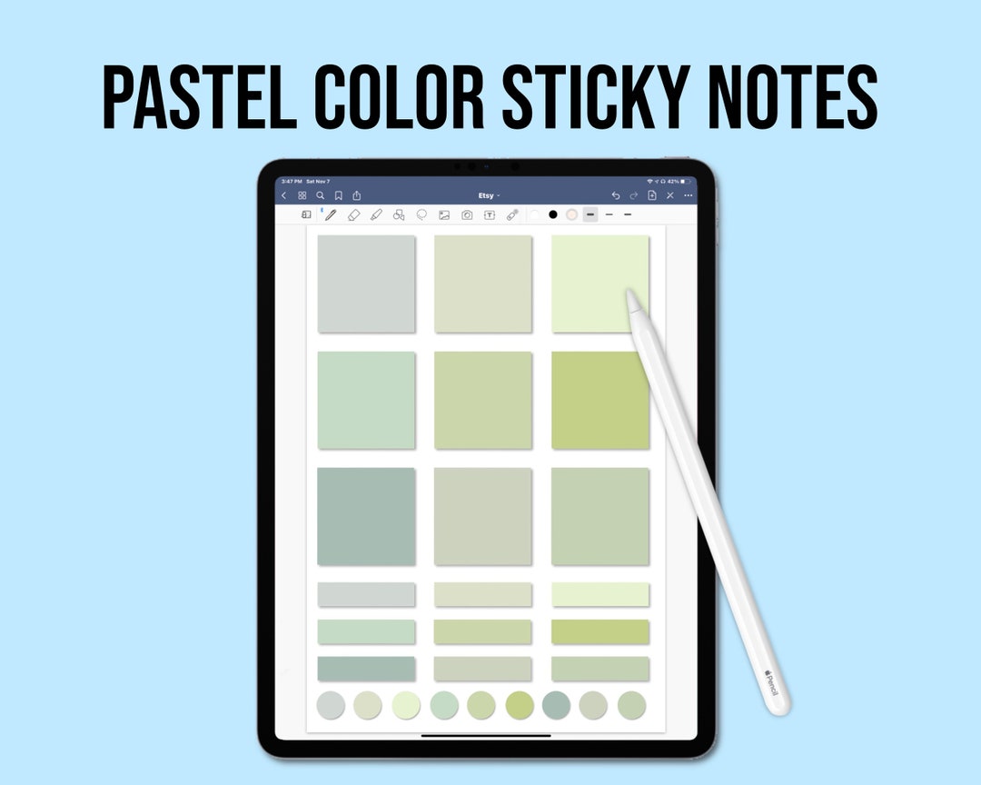 Pastel Green Colors Sticky Notes | Digital Download - Etsy