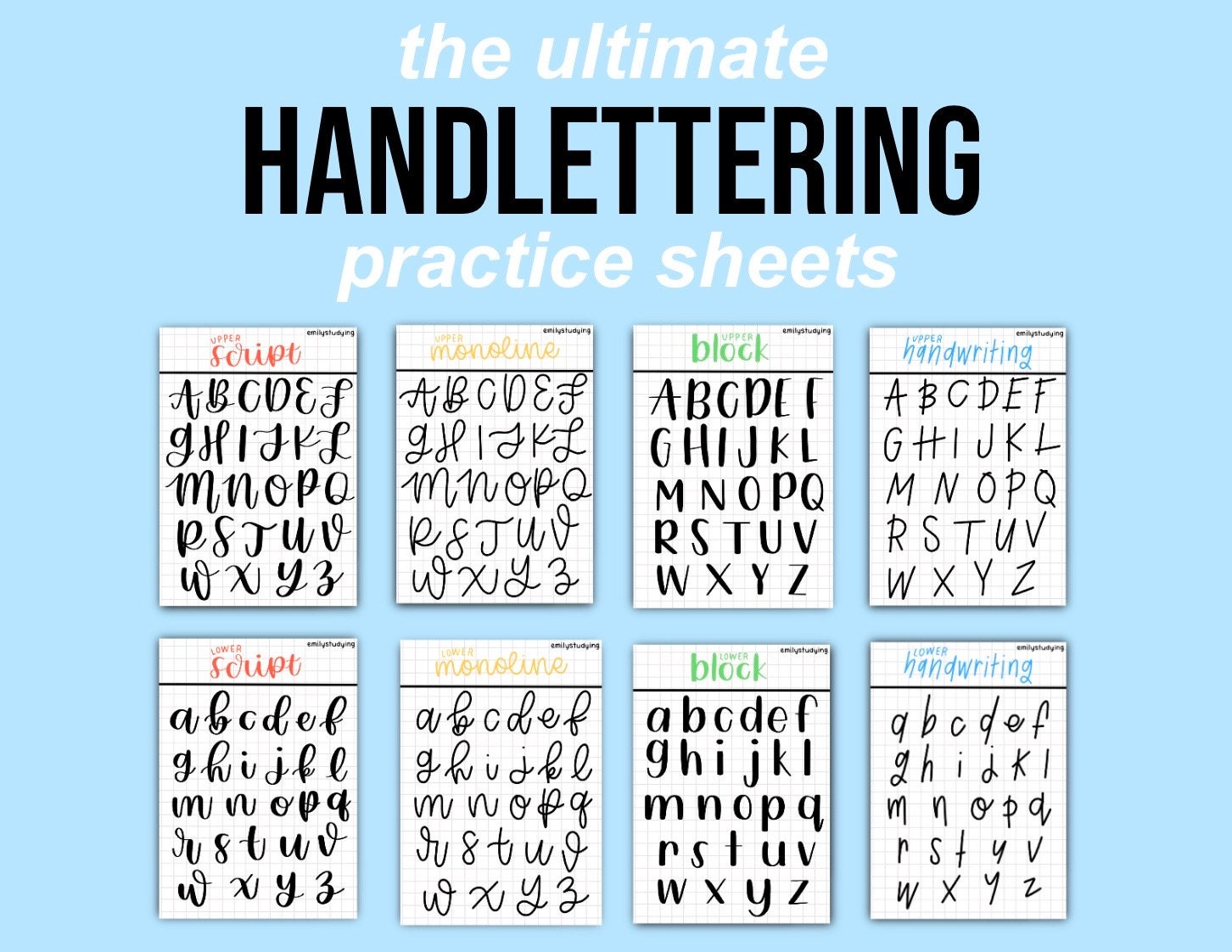 Ultimate Handlettering Practice Sheets | Etsy