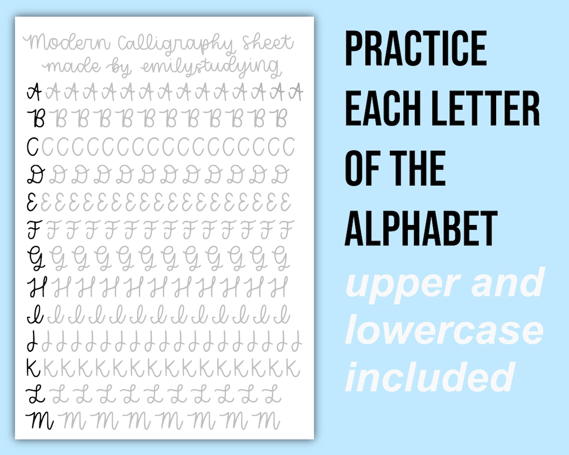 Cursive Practice Sheet Template Printable & Digital Download - Etsy