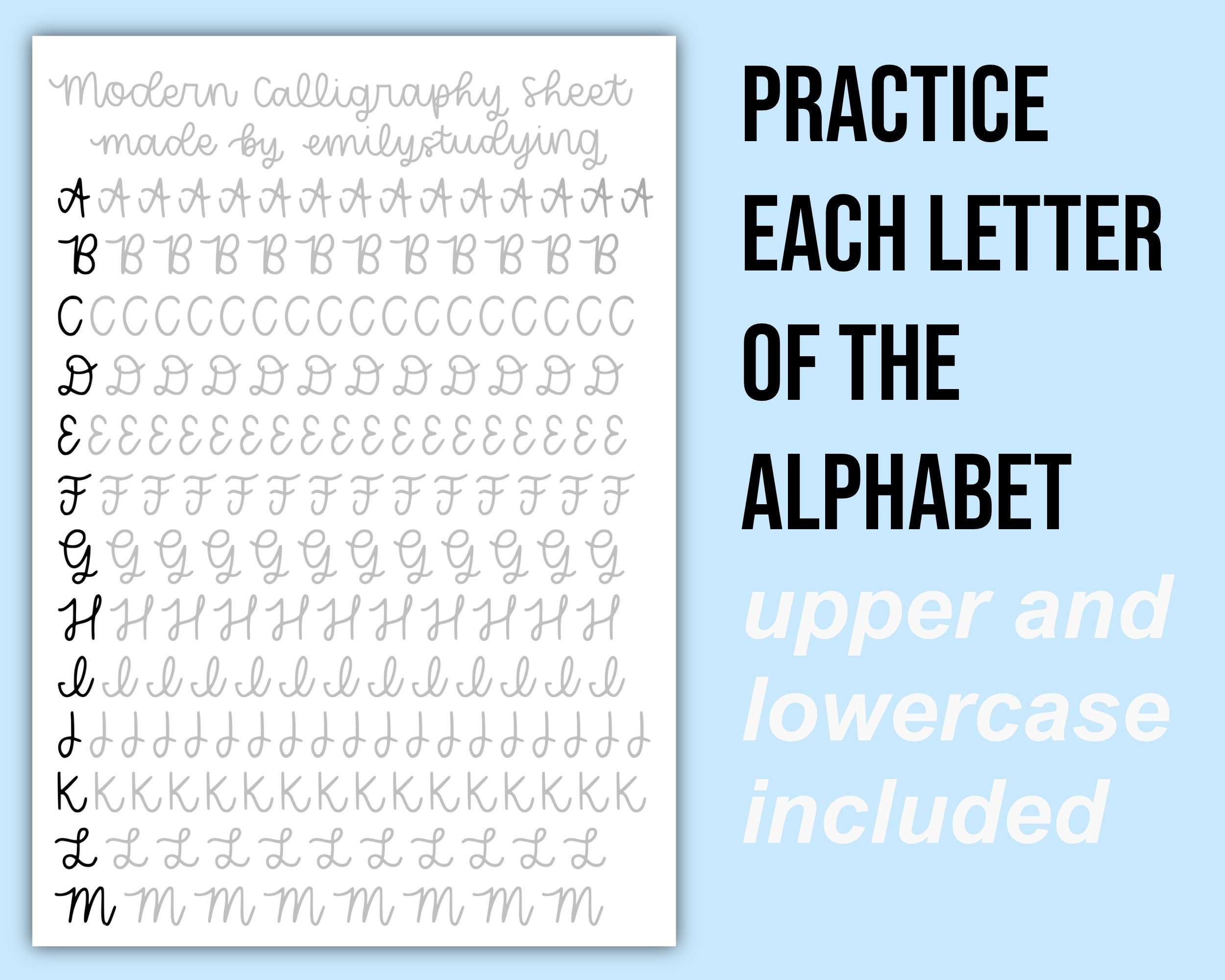 Cursive Practice Sheet Template Printable & Digital Download - Etsy