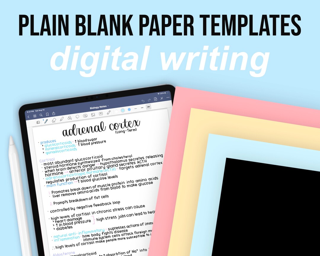Blank Plain Digital Paper Template | iPad Notetaking | Digital Download ...