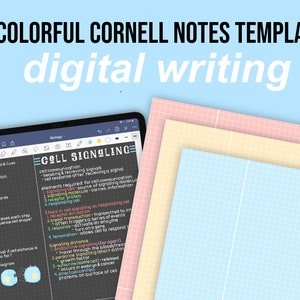 30 Colorful Cornell Notes Paper Templates Grid & Lined Digital Writing ...