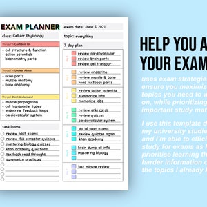 Exam Prep Planners | Exam Study Kit | Organization Template | PDF ...