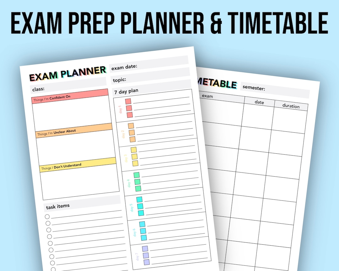 Exam Prep Planners | Exam Study Kit | Organization Template | PDF ...