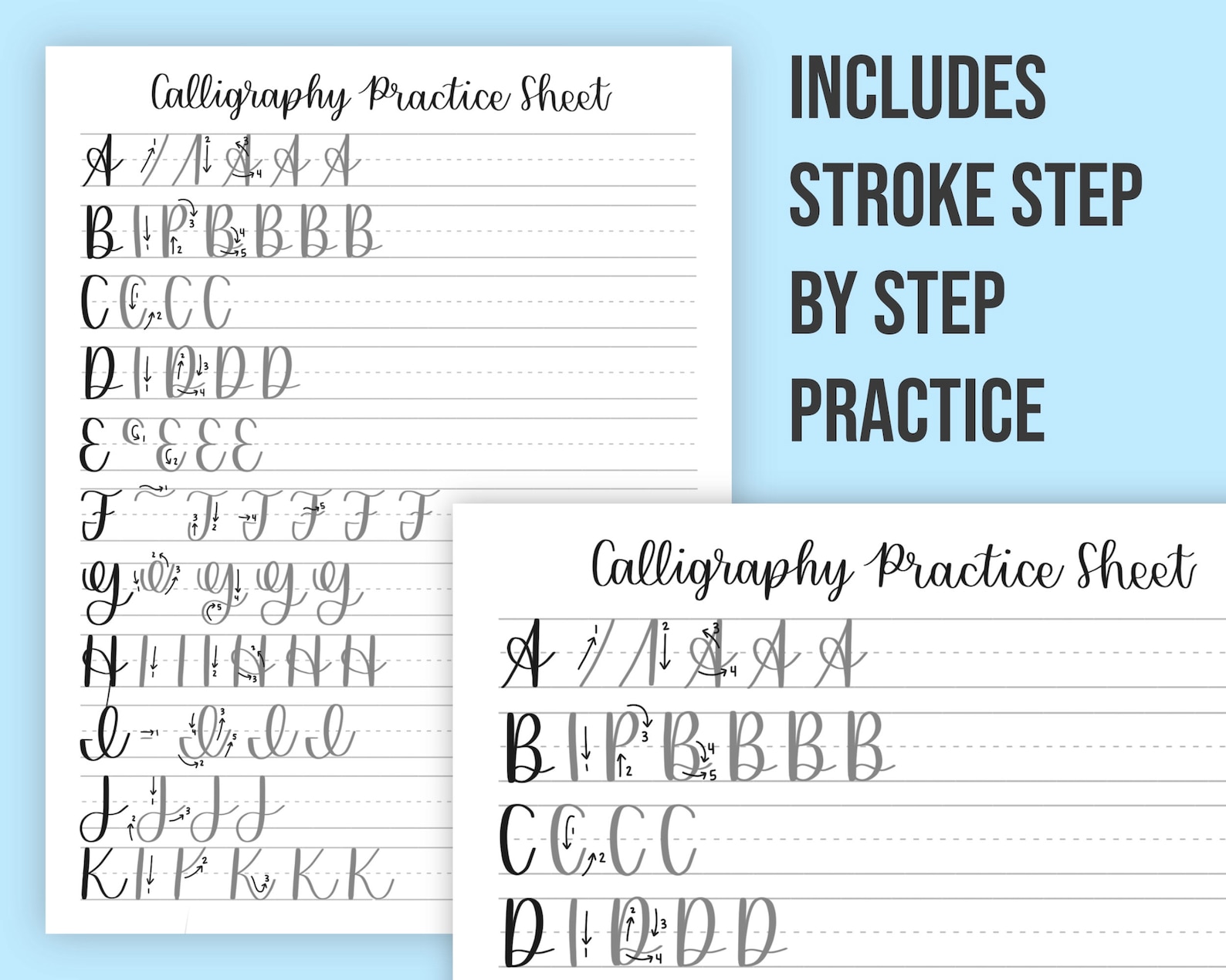 Basics of Calligraphy Practice Sheet Templates Calligraphy | Etsy Canada
