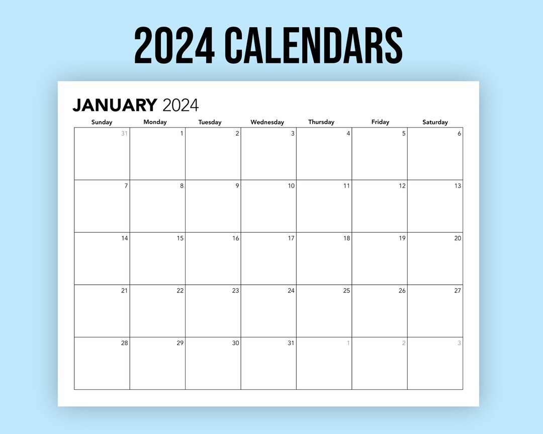 2024 Printable Calendars Letter Size, Landscape Monday & Sunday Starts ...