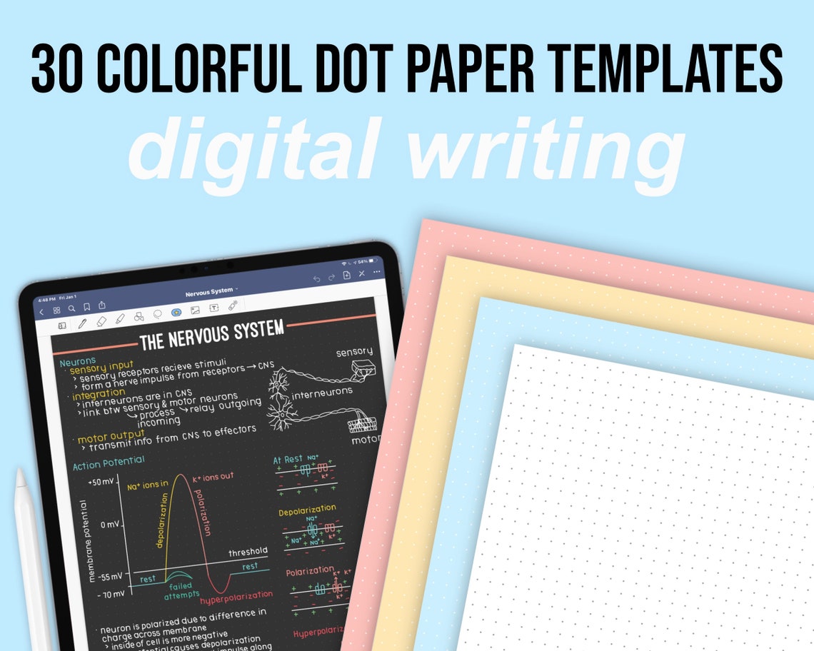 30 Colorful Dot Grid Paper Templates Digital Writing - Etsy Canada