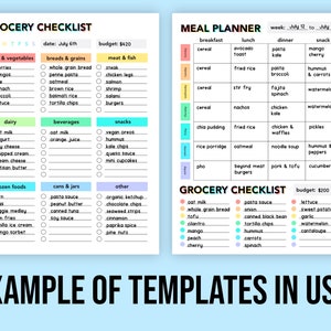 Meal Prep Planner & Grocery Checklist | Printable, Digital Download ...