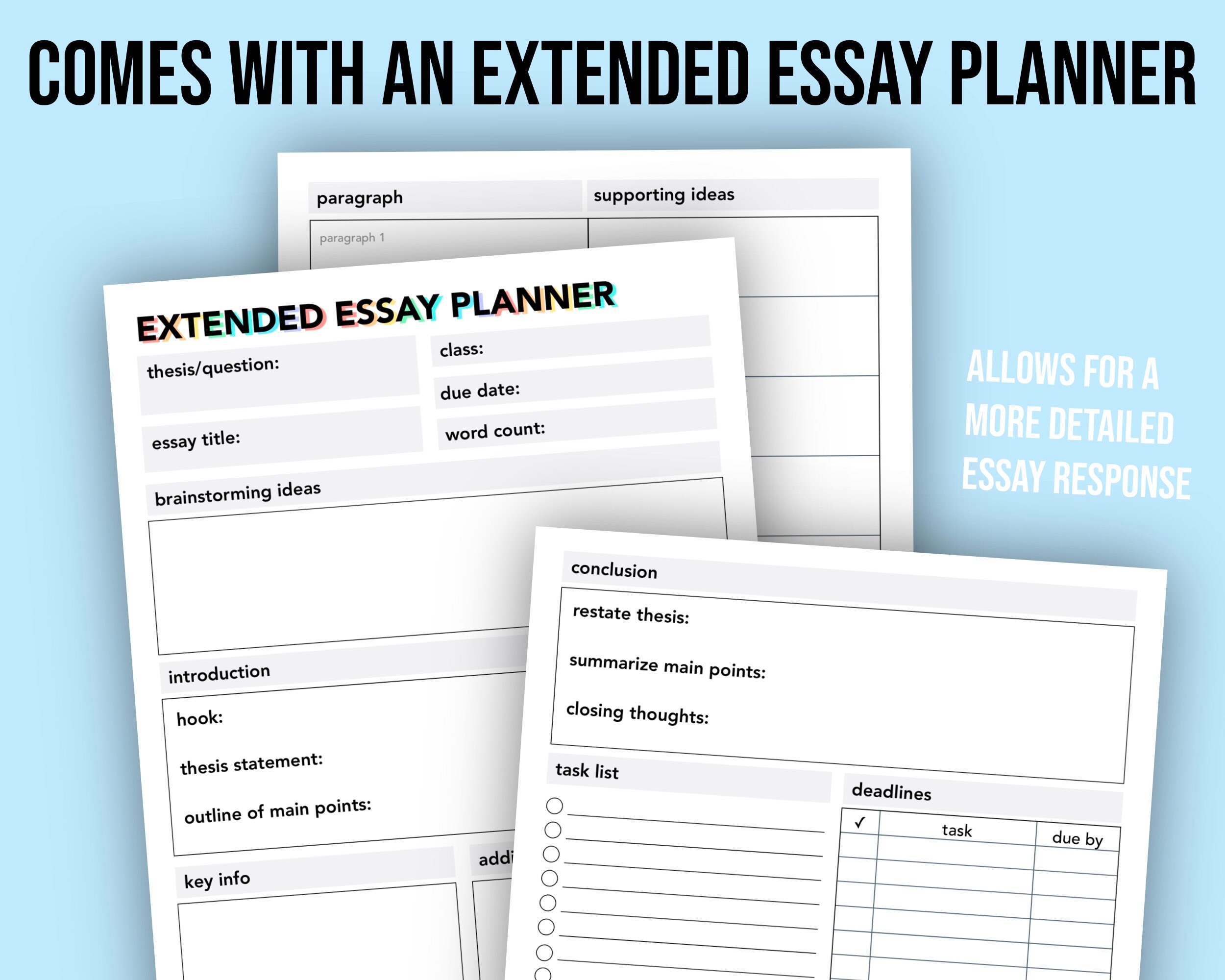 Essay Planner Template Printable for Students Essay Writing - Etsy