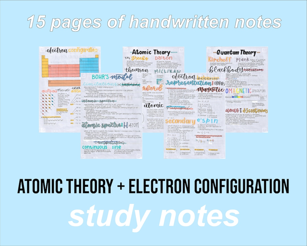 Chemistry Notes (atomic Theory & Electron Configuration) - Etsy