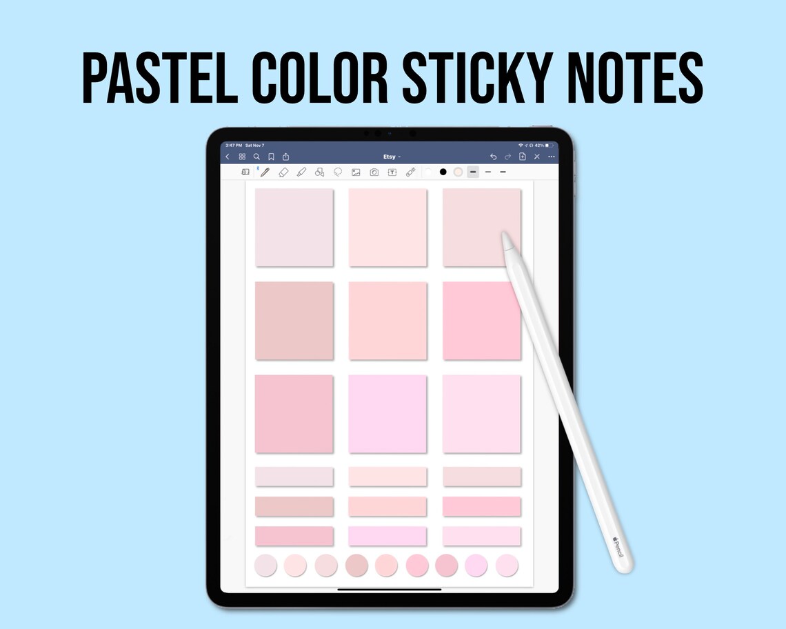 Pastel Pink Colors Sticky Notes Digital Download | Etsy