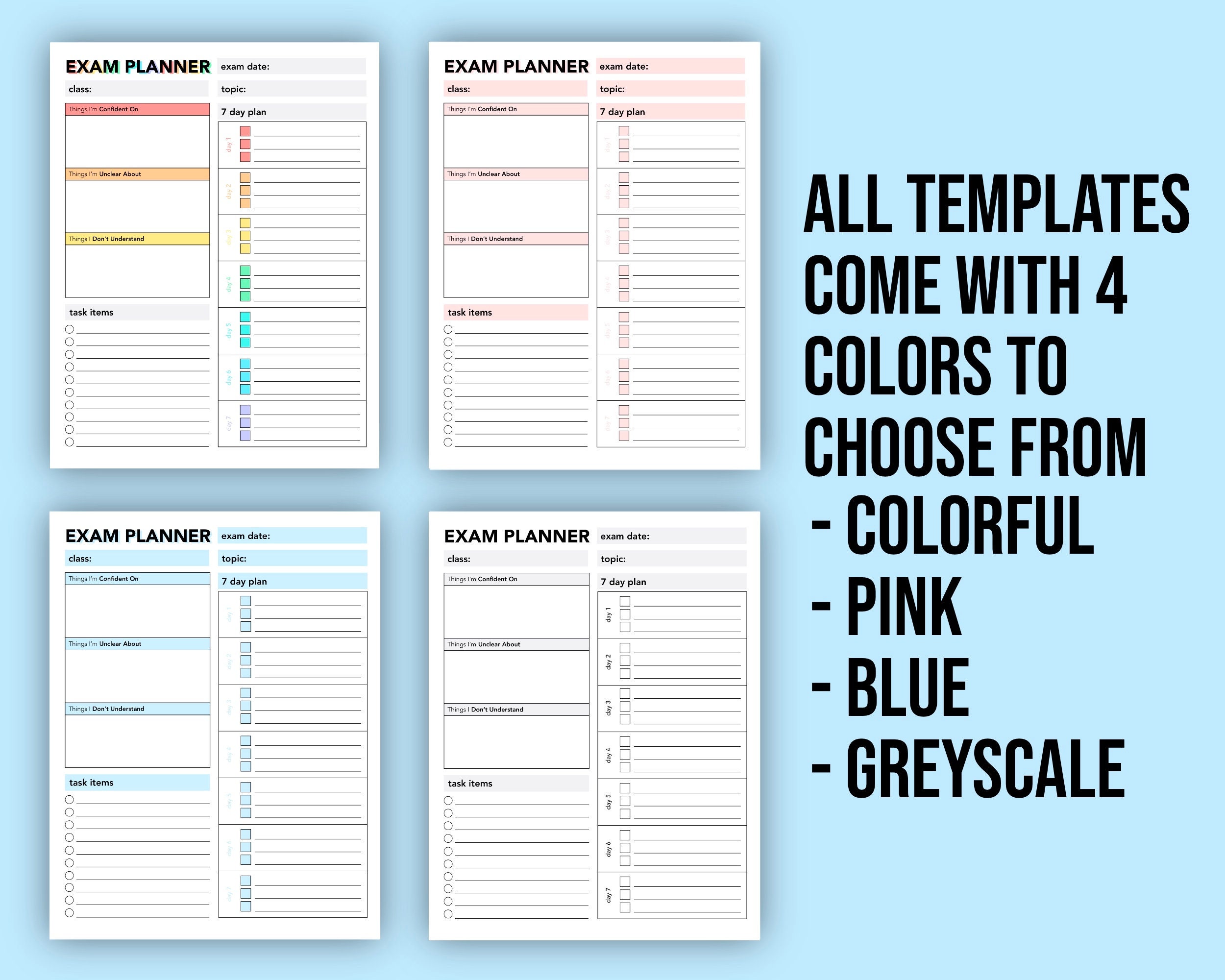 Exam Prep Planners | Exam Study Kit | Organization Template | PDF ...