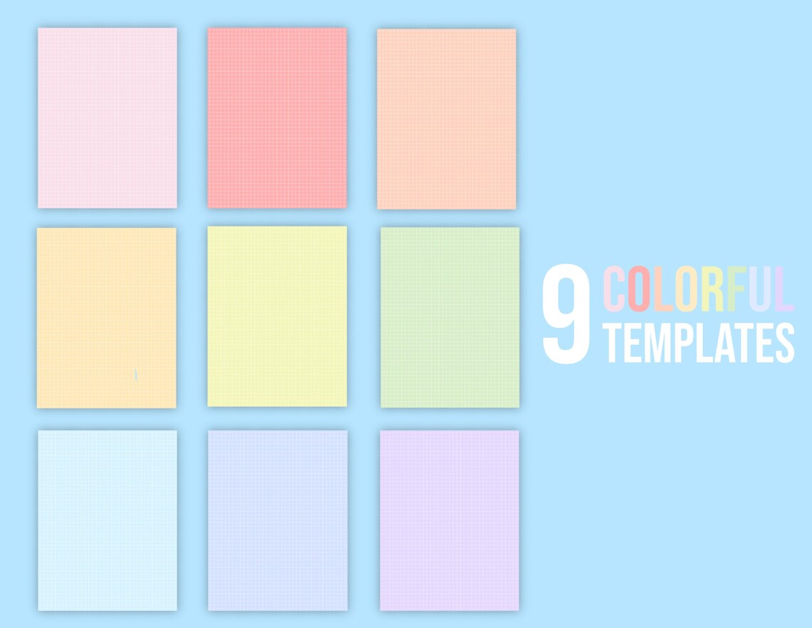 25 Colorful Graph Paper Templates | Digital Writing - Etsy