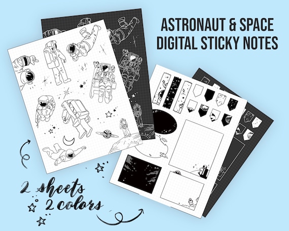 Astronaut & Space Digital Stickers Goodnotes PNG Files | Etsy