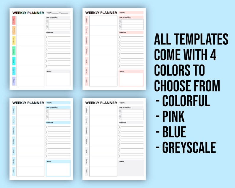 Weekly Planner Bundle | Habit Tracker, Timetable, Deadline, Task List ...