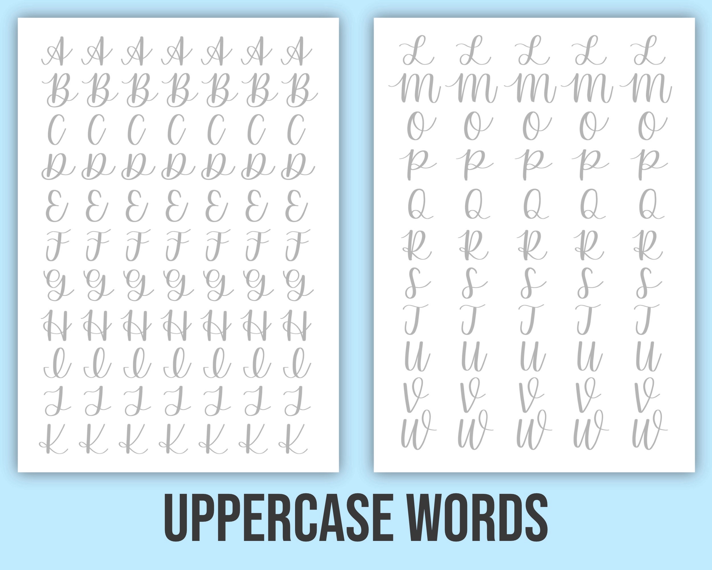 Modern Calligraphy Practice Sheet Template Printable & - Etsy Canada