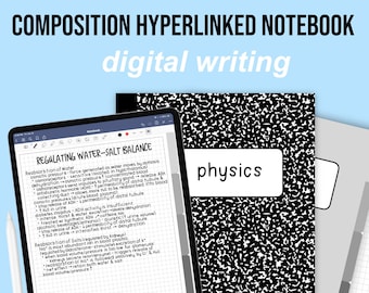 8 Tab Hyperlinked Digital Notebook Black Dark Paper Grid | Etsy