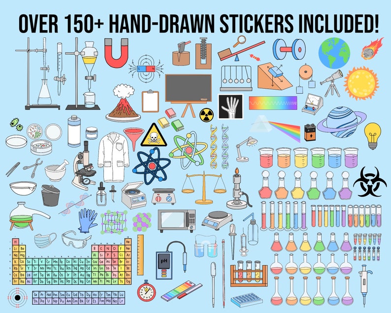 Chemistry & Science Digital Stickers Hand-drawn Ipad - Etsy