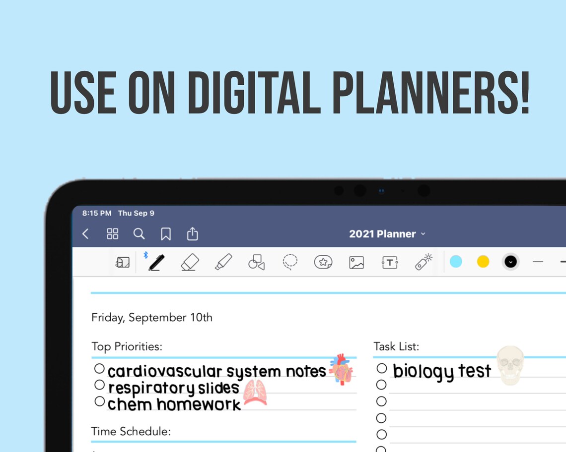 Biology & Anatomy Digital Stickers | Hand-drawn iPad Goodnotes, PNG ...