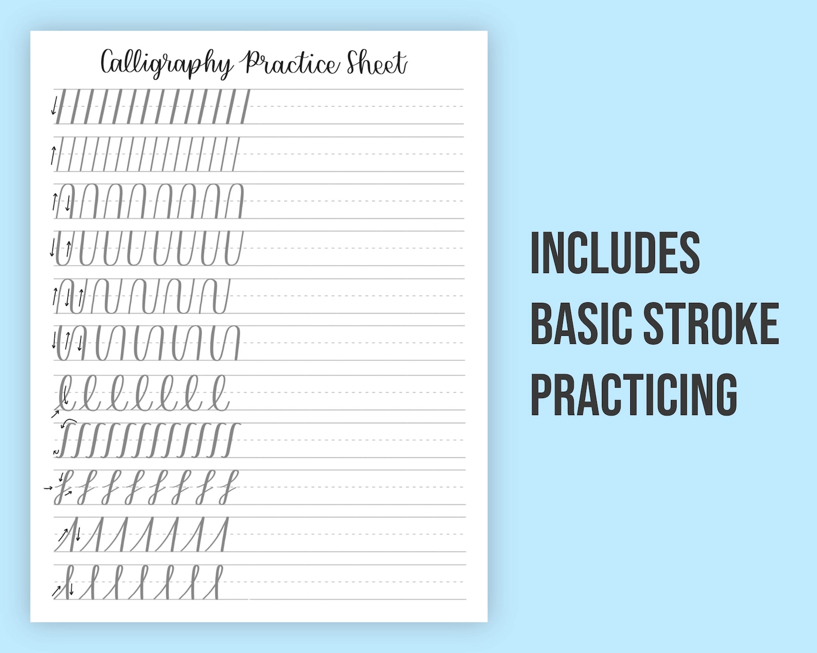 Basics of Calligraphy Practice Sheet Templates Calligraphy - Etsy Canada
